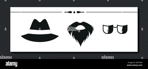Mustache And Beard Hat Glasses Facial Hair Vector Symbol Stock