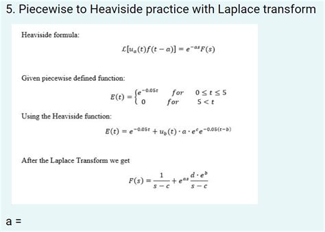 Solved 5 Piecewise To Heaviside Practice With Laplace