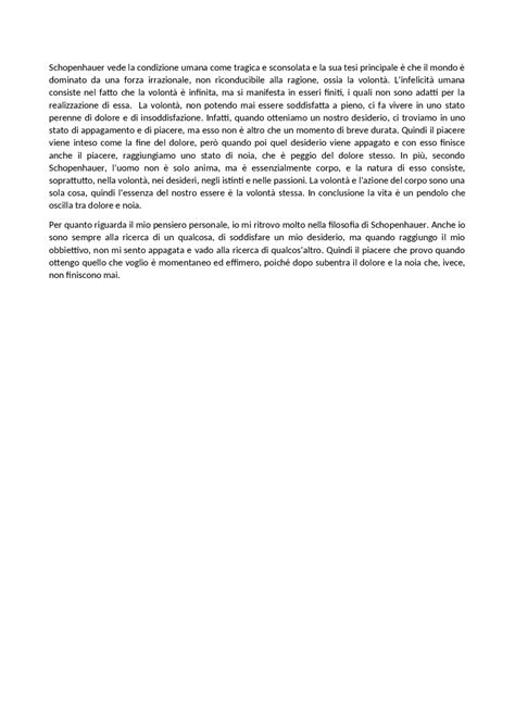 Schopenauer Dolore E Noia Esercizi Di Filosofia Docsity