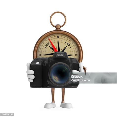 골동품 빈티지 황동 나침반 만화 사람 캐릭터 마스코트 현대 디지털 사진 카메라 3d 렌더링 3차원 형태에 대한 스톡 사진 및 기타 이미지 Istock