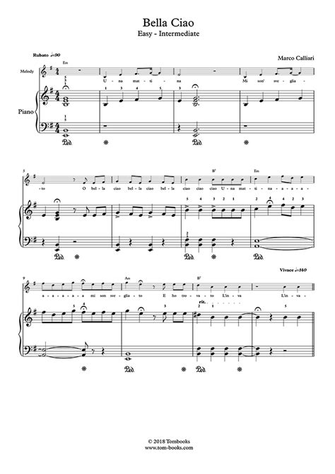 Bella Ciao Easy Intermediate Level With Orchestra 트레디셔널 피아노 악보