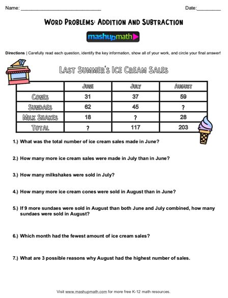 Free Fourth Grade Math Word Problems Worksheet Download Free Fourth