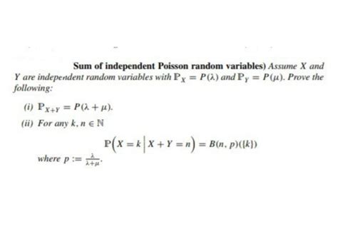 Solved Sum Of Independent Poisson Random Variables Assume X Chegg Com