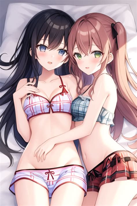 Rule 34 2girls Ai Generated Black Hair Blue Eyes Blush Bow Boxers