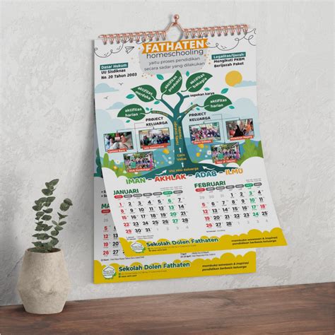 Jual CETAK KALENDER DINDING UKURAN 44x64 CM 3 LEMBAR KLEP SENG