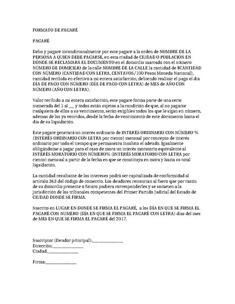 Formato De Pagaré Formato De PagarÉ PagarÉ Debo Y Pagaré