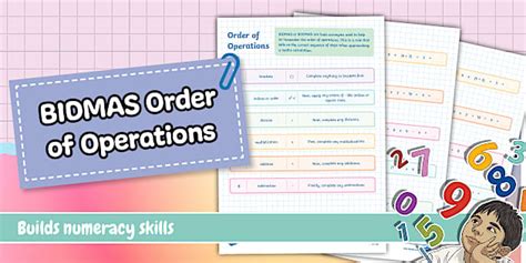 Intermediate Phase Maths Bidmas Order Of Operations