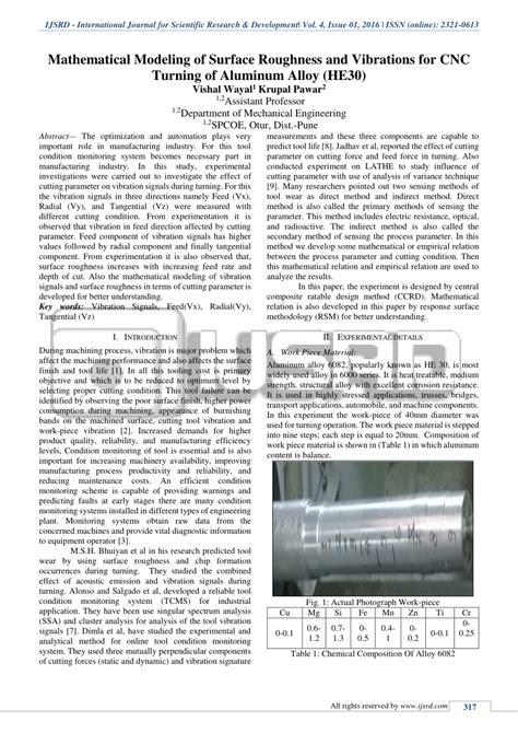 pdf mathematical modeling of surface roughness and vibrations for cnc