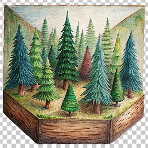 Premium Psd Pines Trees On White Background