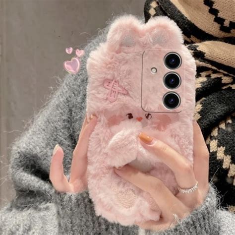 별하케이스 💗갤럭시케이스💗 가을 겨울 뽀글이 똑딱이 토끼 인형 털 케이스 갤럭시 노트10 노트20 S21 S22 S23 S24