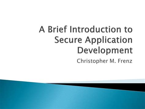 An Introduction To Secure Application Development Pdf