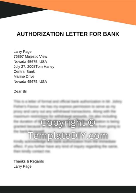 Easy Bank Authorization Letter Template Quick Download