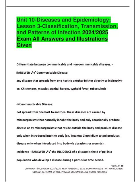 Unit 10 Diseases And Epidemiology Lesson 3 Classification Transmission And Patterns Of