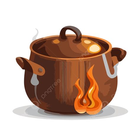 Boiling Pot Sticker Clipart Pot On Fire Symbol Vector Illustration Illustration Cartoon