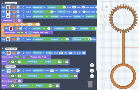 learn codeblocks while making a bubble wand tinkercad