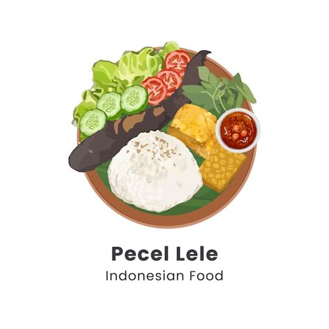 Premium Vector Hand Drawn Vector Illustration Of Pecel Lele Traditional Indonesian Culinary