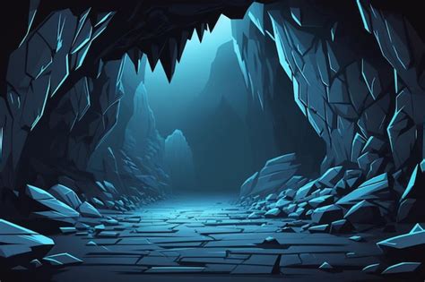Premium Photo Vector Illustration Of A Dark Cave Background For A 2d