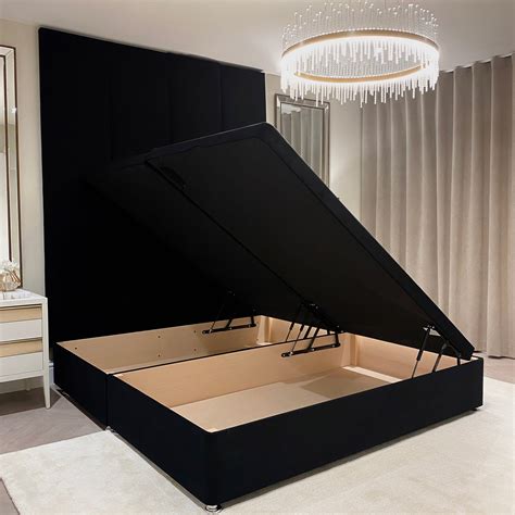 Noir Black Velvet Ottoman Divan Bed Base Rowen Homes