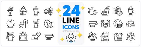 라떼 커피숍 아이스크림 라인의 아이콘 세트입니다 웹앱용 벡터 3차원 형태에 대한 스톡 벡터 아트 및 기타 이미지 3차원 형태 Drug Alcohol Tobacco