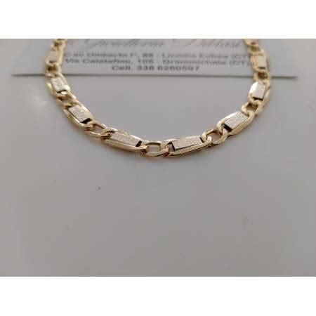 Collana Collier Unisex Catena Oro Giallo Bianco 18 Kt 750 Girocollo