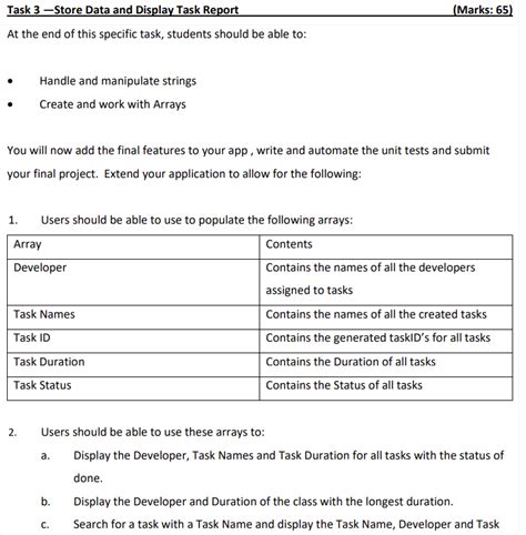Solved Task 3 Store Data And Display Task Report Marks 65