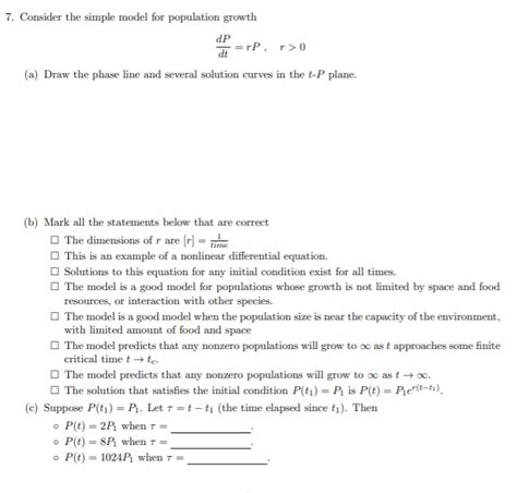 Solved Consider The Simple Model For Population Growth DP Chegg