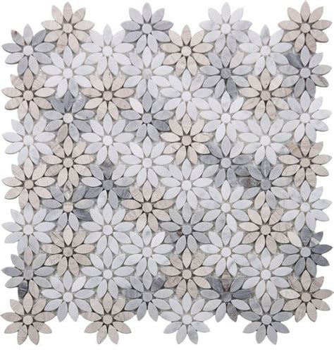 Carrara White Marble Daisy Flower Pattern Mosaic Tile Honed Artofit