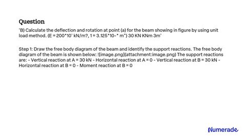 solved b calculate the deflection and rotation at point a for the