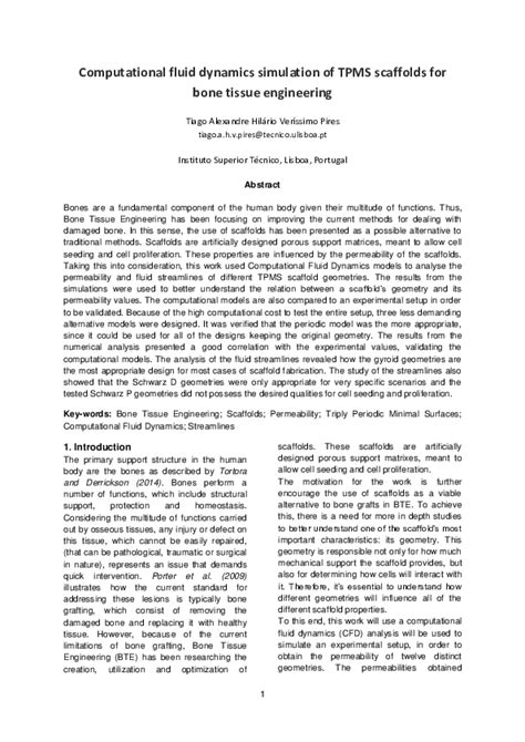 Pdf Computational Fluid Dynamics Simulation Of Tpms Scaffolds For Bone Tissue Engineering