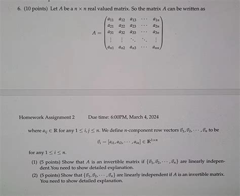 solved 10 ﻿points ﻿let a ﻿be a n×n ﻿real valued matrix
