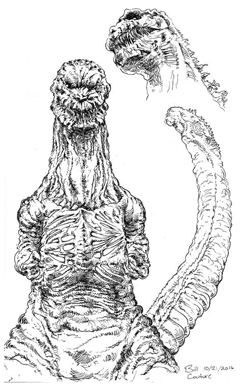 Full Body Shin Godzilla Drawings