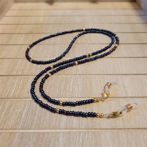 Dainty Cosmic X Blue Beaded Eyeglass Mask Chain Sunglass Chain