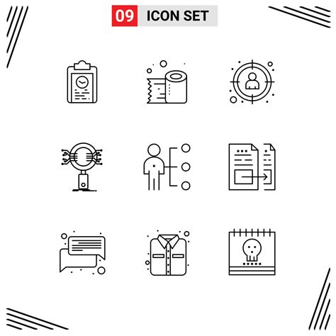 9 Thematic Vector Outlines And Editable Symbols Of Research Search