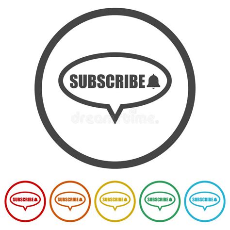 Subscribe Speech Button Icon Set Icons In Color Circle Buttons Stock