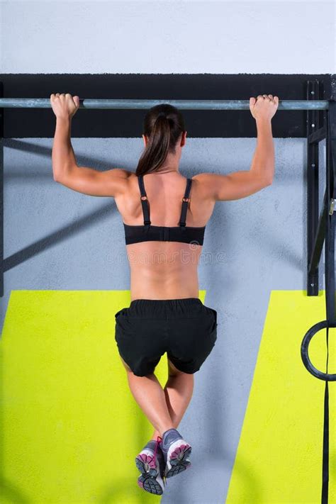 Crossfit Toes To Bar Woman Pull Ups 2 Bars Workout Stock Image Image