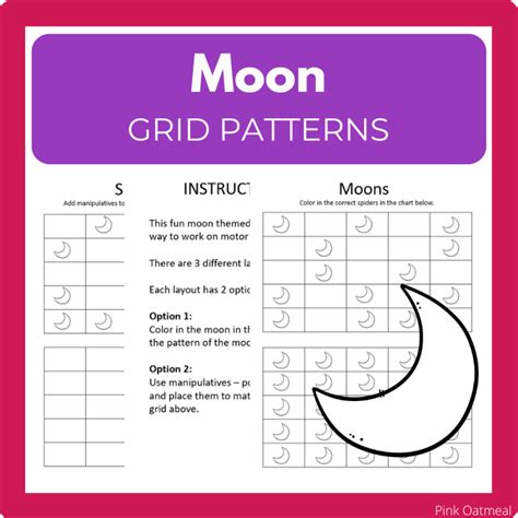 Moon Pattern Grid Pink Oatmeal Shop