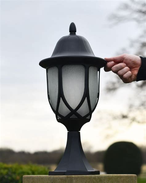 Celene Black Frosted Glass Pillar Light Black Country Metalworks