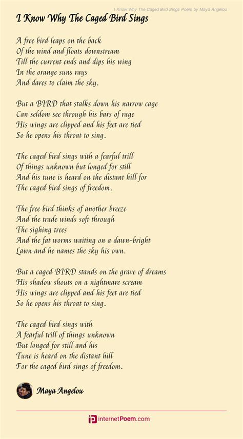I Know Why The Caged Bird Sings Poem By Maya Angelou