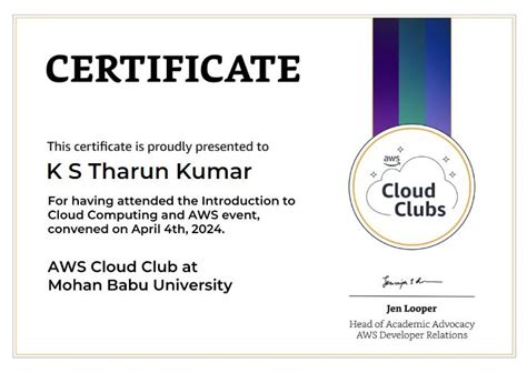 Cloudcomputing Aws Certification K S Tharun Kumar