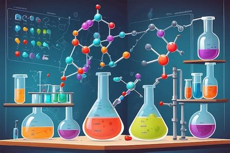 Premium Photo Illustrate A Corner Of The Lab With Colorful Molecular