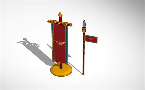 3d Design Unh Koh Banner And Spear With Flag Tinkercad