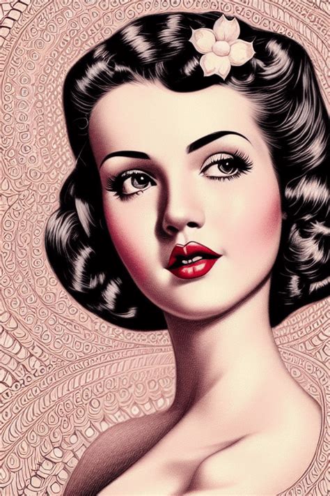 Ilustração Detalhada De Retrato Vintage Da Linda Enfermeira Pinup