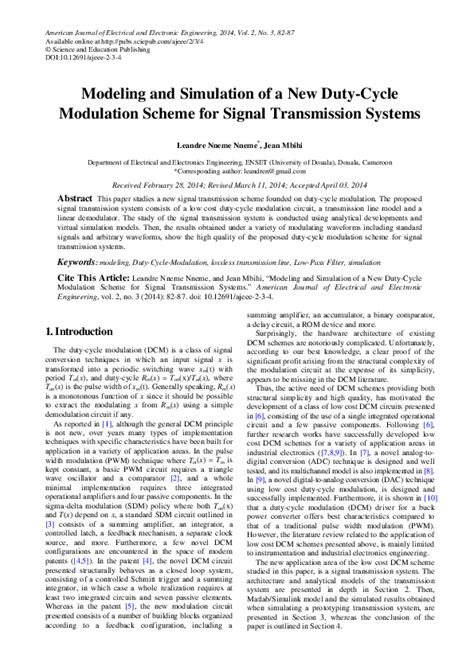 pdf modeling and simulation of a new duty cycle modulation scheme for