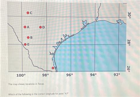 Solved The Map Shows Locations In Texas Which Of The Chegg