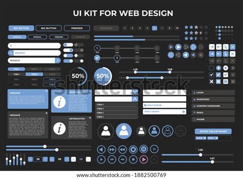 Ui Kit Web Design Enhanced Set Stock Vector Royalty Free 1882500769