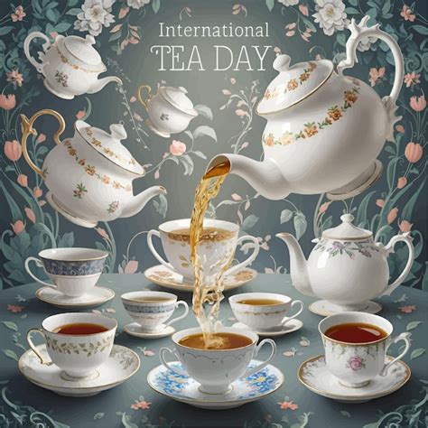 21 De Mayo Día Internacional Del Té Vector Premium