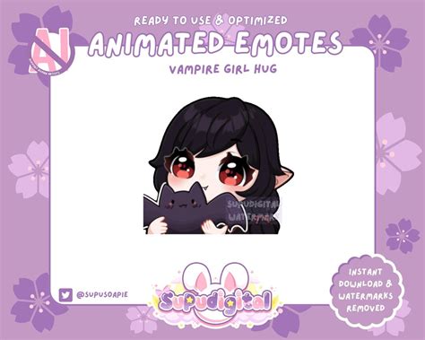 Animated Vampire Girl Twitch Emote Hug Cuddle Plush Emote Halloween