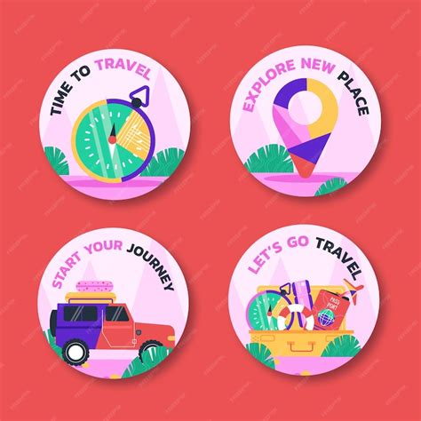 손으로 그린 여행 모험 레이블 템플릿 무료 벡터
