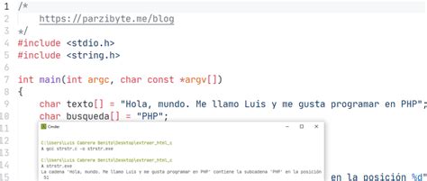 C Obtener índice de subcadena en cadena Parzibyte s blog