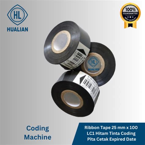 Jual Ribbon Tape 25 Mm X 100 Lc1 Hitam Tinta Coding Pita Cetak Expired Date 5 Pcs Shopee